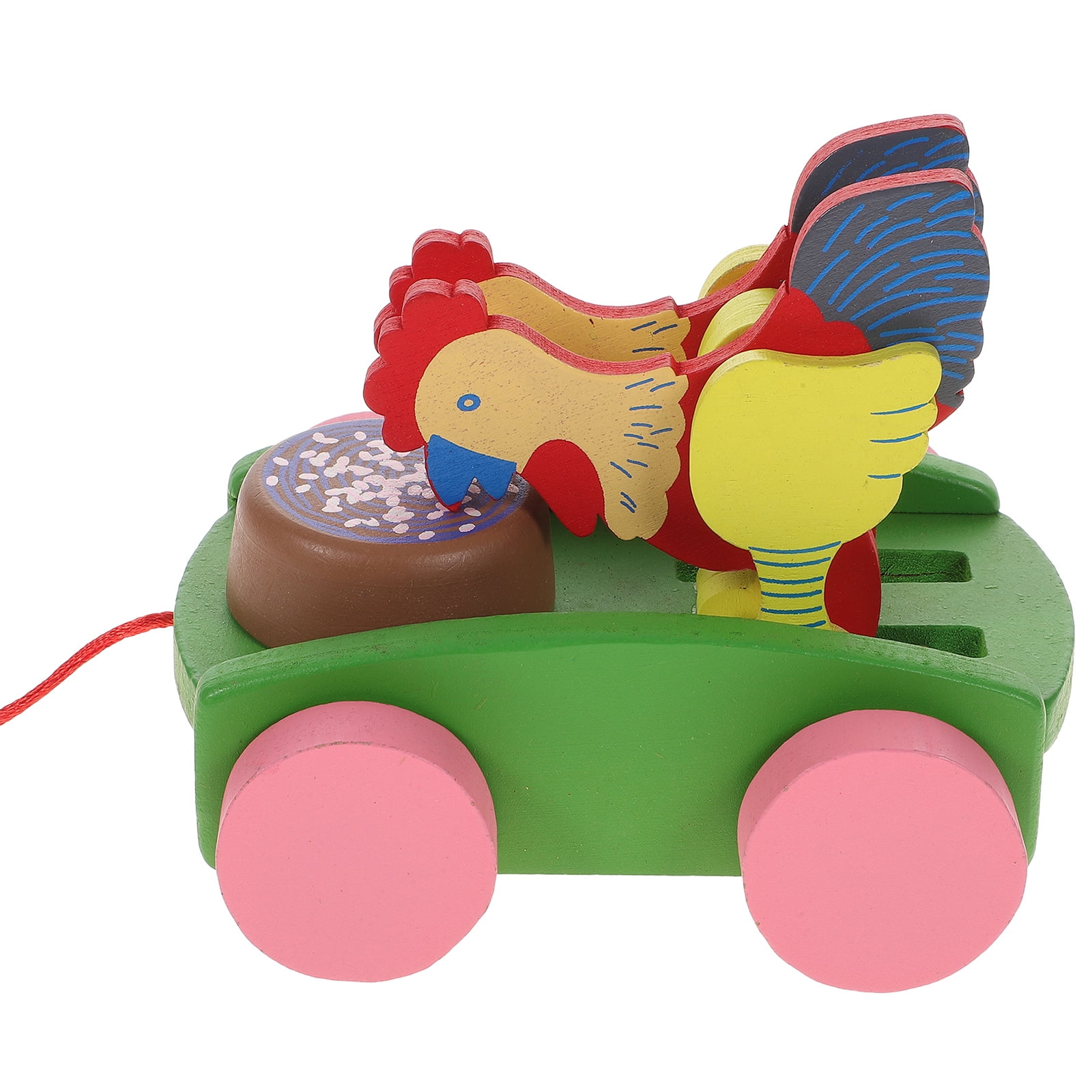 ADDHAT Pull Along Toy Wooden Animal Shape For Children Home Play 1Set 5 ...