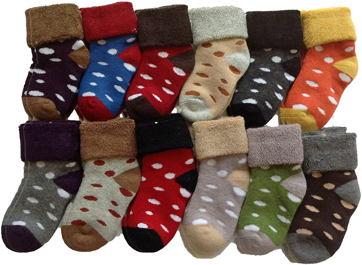 Lovely Annie 3 Pairs Children Wool Blend Crew Dotted Socks Boy 12M-36M ...