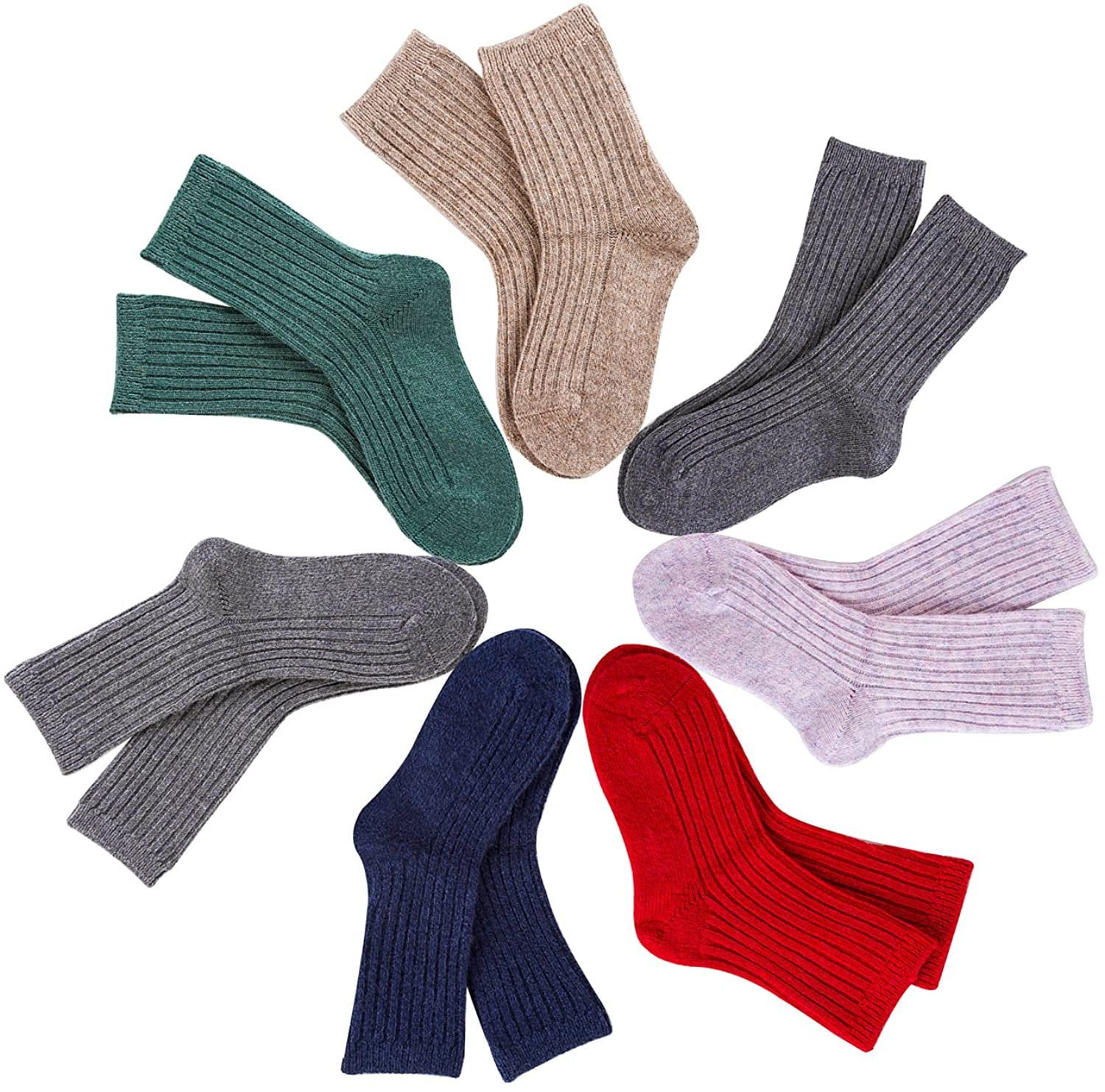 Lovely Annie 8 Pairs Children Wool Blend Crew Socks Size 2Y-4Y Girl ...