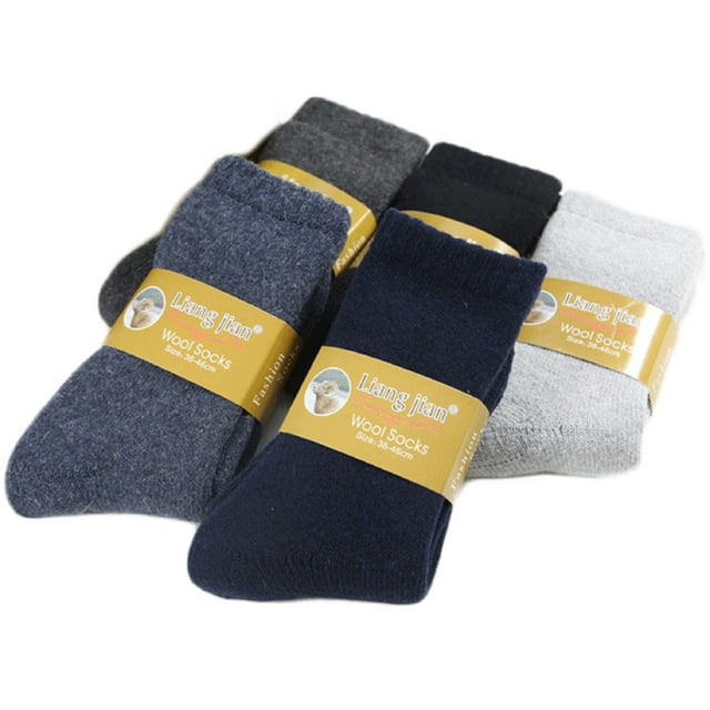 Lovely Annie Women's 2 Pairs Extra Thick Wool Socks Solid(Black ...
