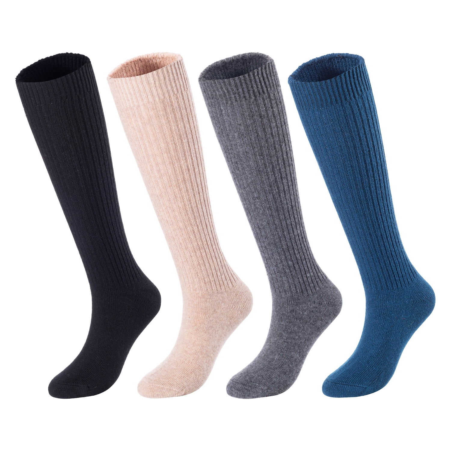 Lovely Annie Women's 4 Pairs Knee High Wool Socks | Comfy, Cozy and ...