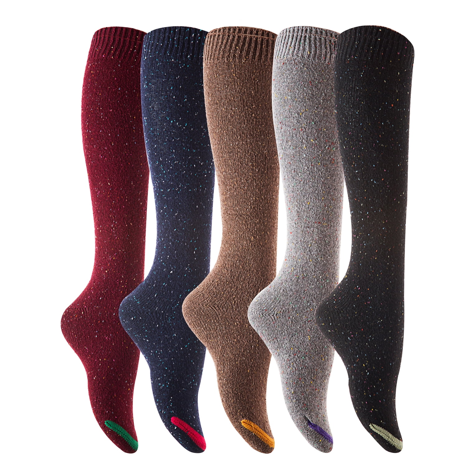 Lovely Annie Women's 5 Pairs Pack Knee High Cotton Boot Socks Size 7-9 ...