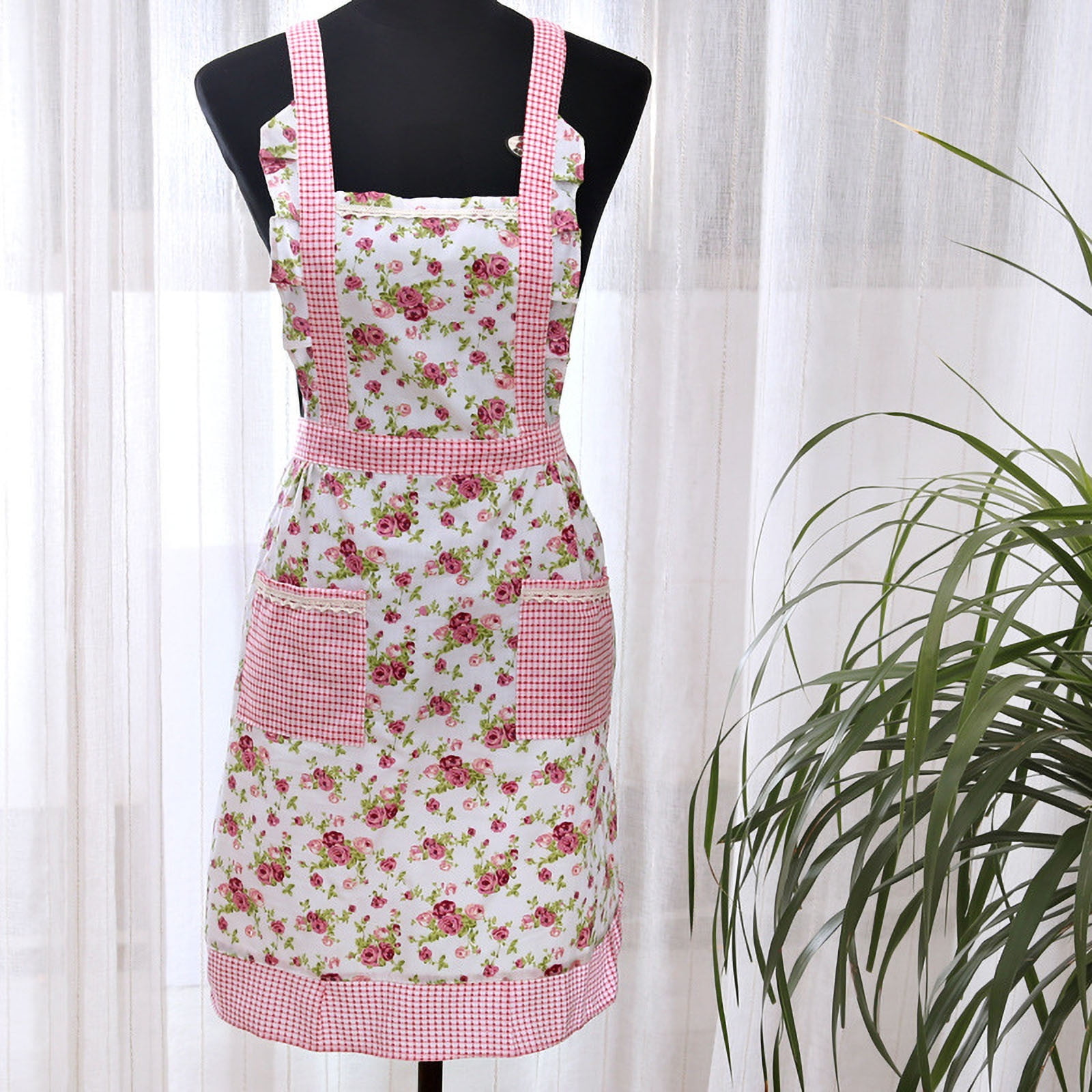 Lovely Apron for Women,Cute Apron for Women with Pockets,Women Floral Aprons with Pocket Soft ...