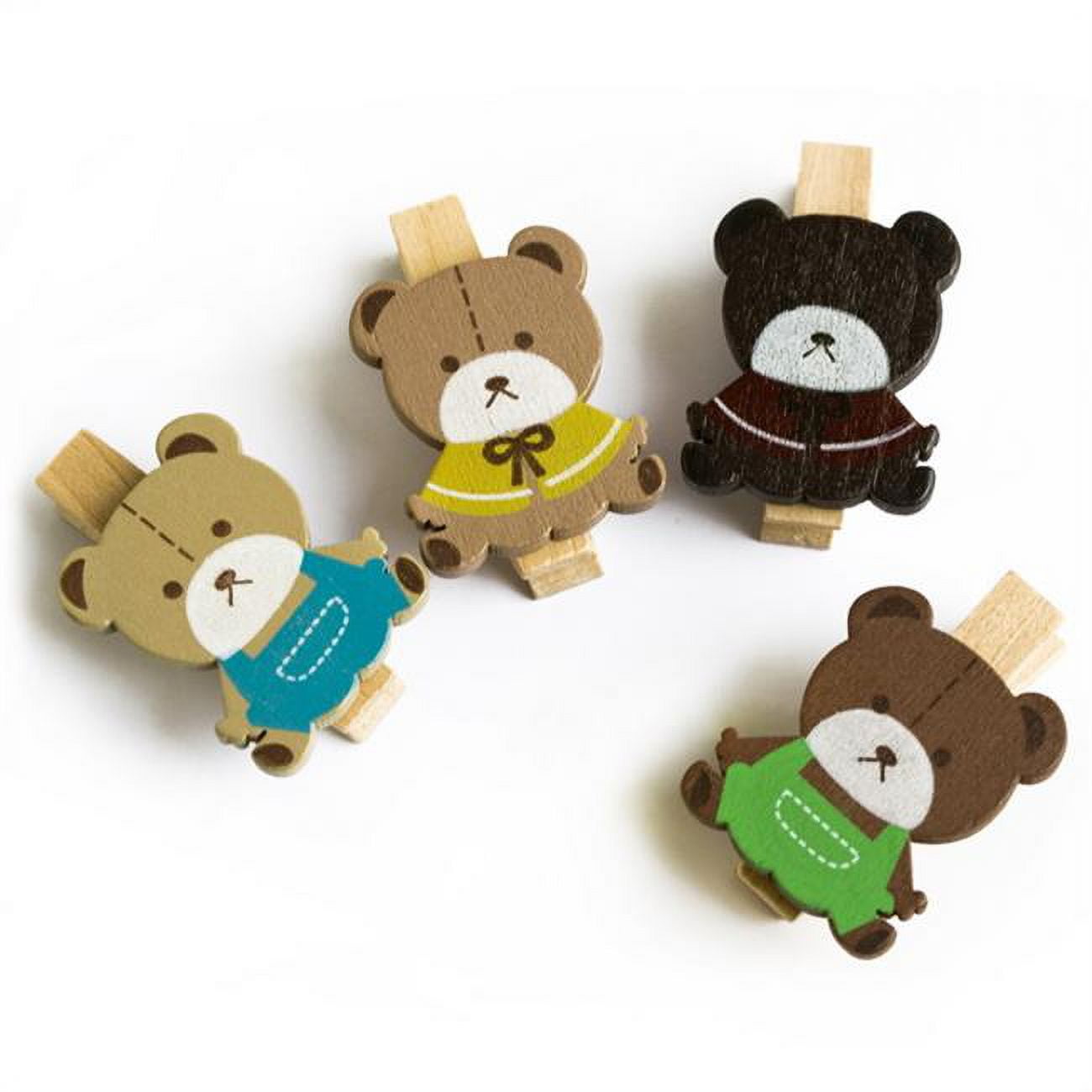 Lovely Bear - Wooden Clips - Wooden Clamps - Mini Clips (Set of 4 ...