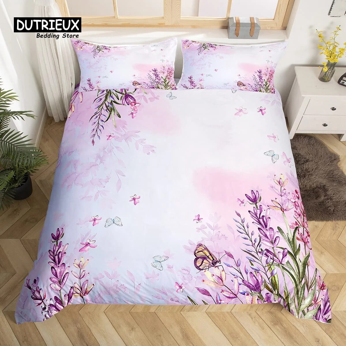 Lovely Bird Duvet Cover Set King Size Spring Floral Butterfly Bedding ...