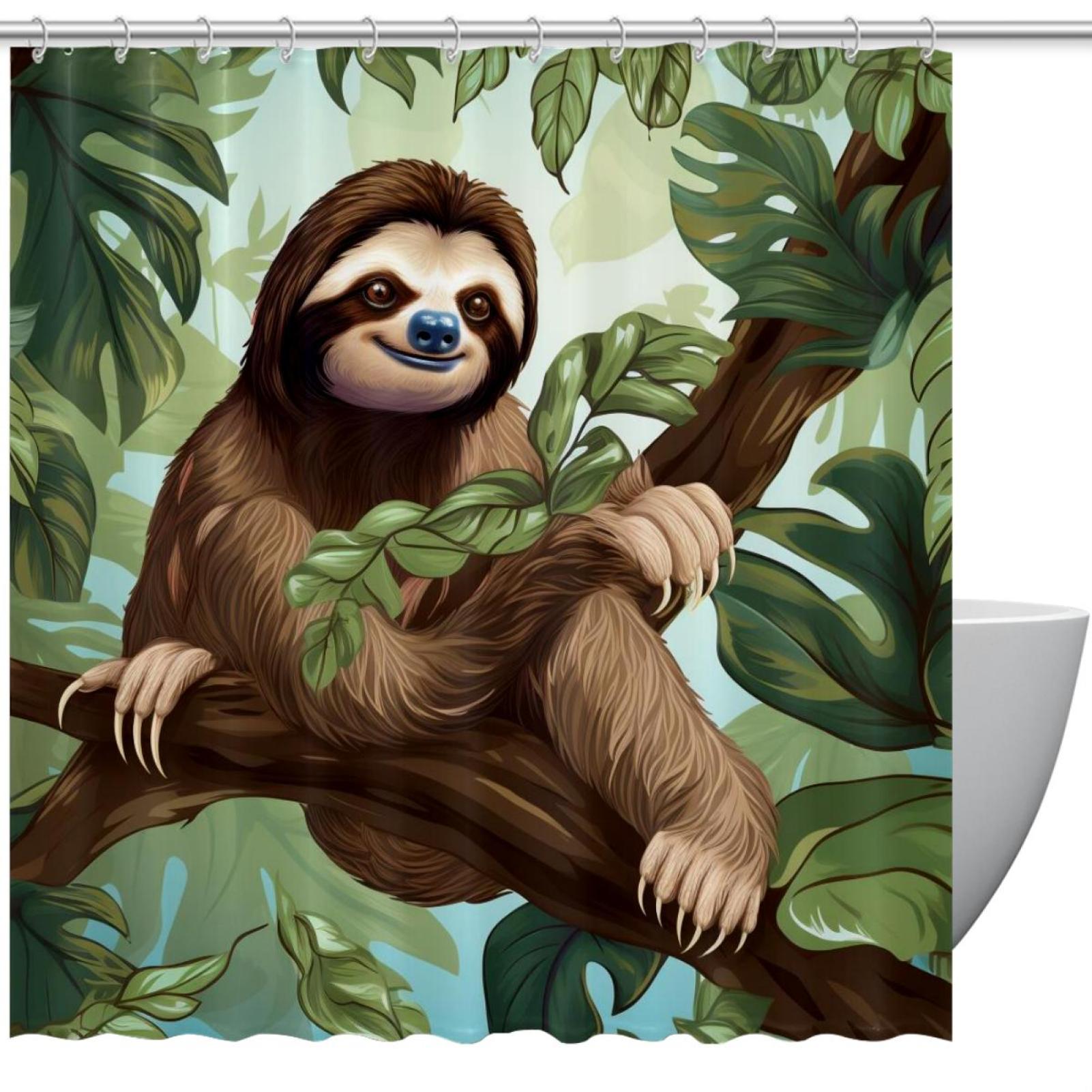 Lovely Bradypod Bradypode Pattern Waterproof Shower Curtain Textured ...