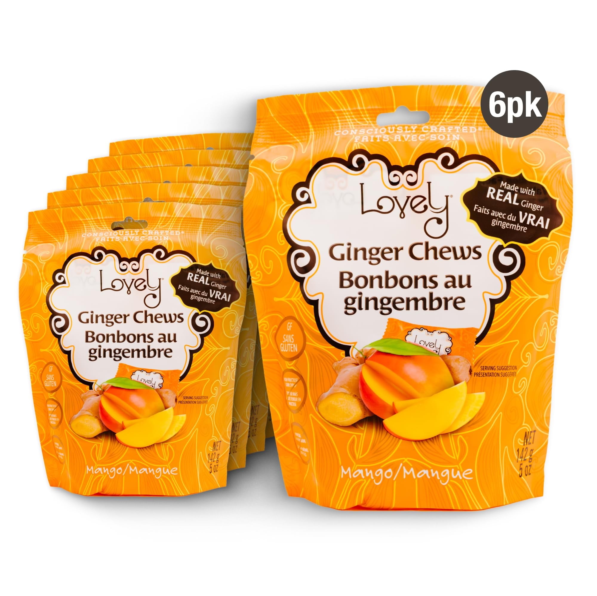 Lovely Candy Co. Mango Ginger Chews, Made with Real Ginger ...