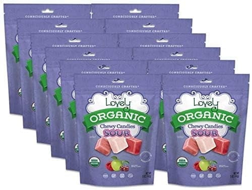 Lovely Candy Co. Organic Sour Chewy Candies 5oz Bag (12-pack) | Natural ...