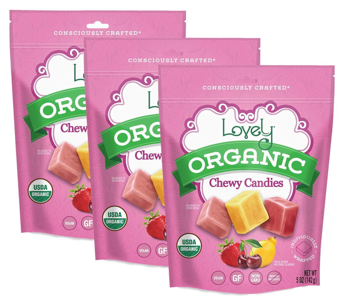 Lovely Candy Organic Chewy Candies 5oz (3-pack) | Strawberry, Lemon ...