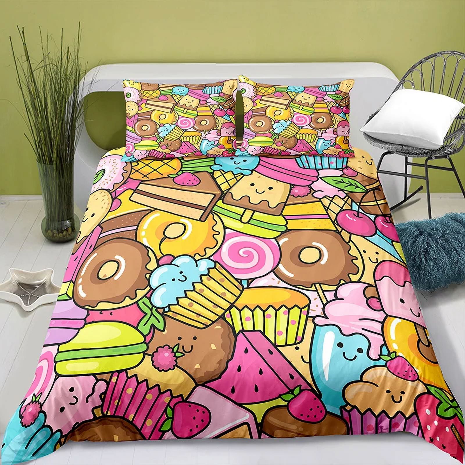 Lovely Cartoon Food King Duvet Cover Pearl Milk Tea Bedding Set Kids ...