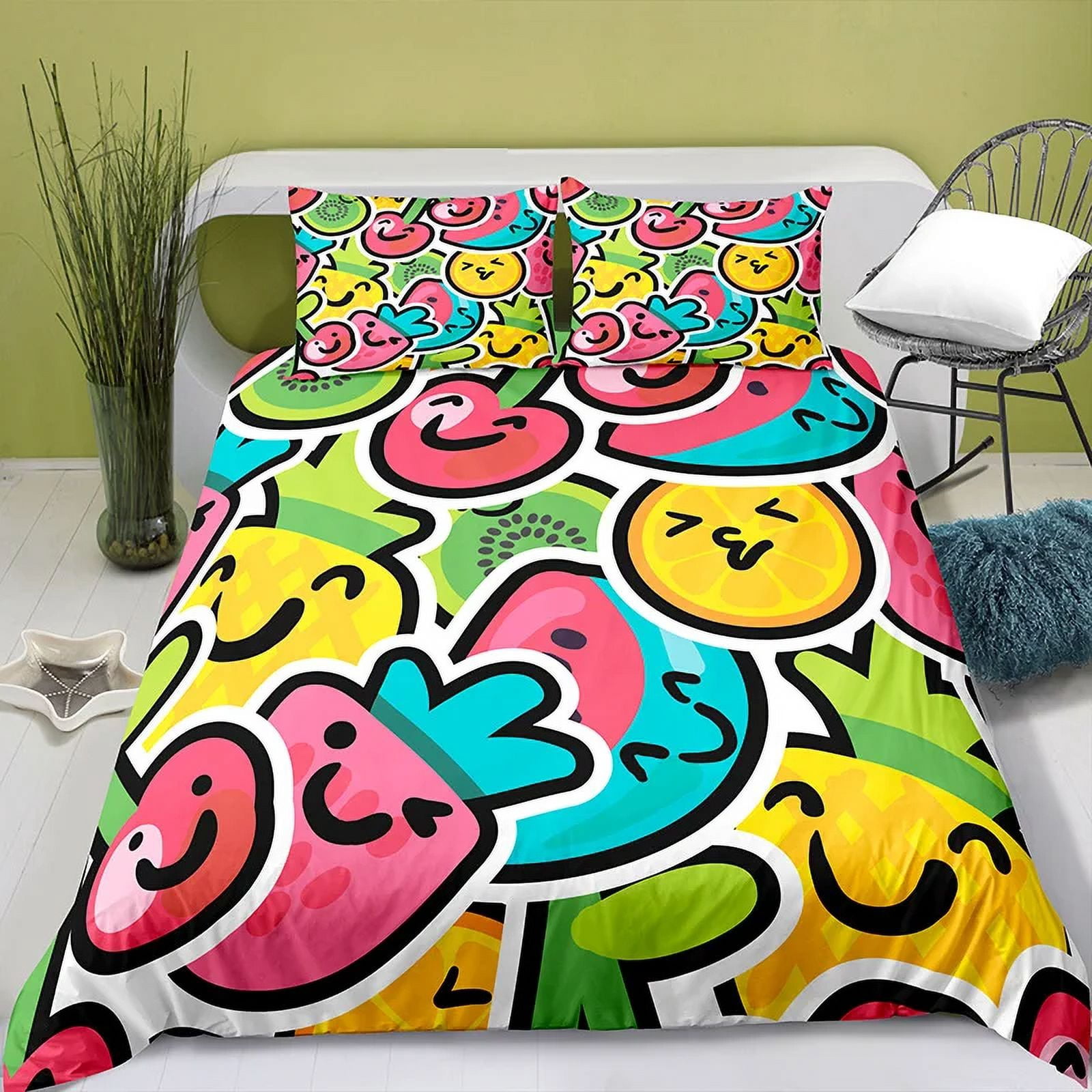 Lovely Cartoon Food King Duvet Cover Pearl Milk Tea Bedding Set Kids ...