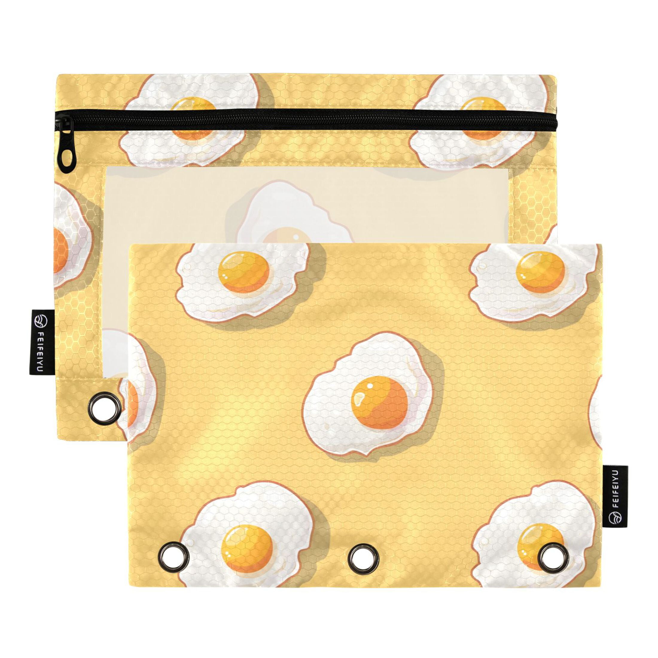 Lovely Cartoon Fried Eggs Binder Pouches Zipper Pocket Document Storage ...