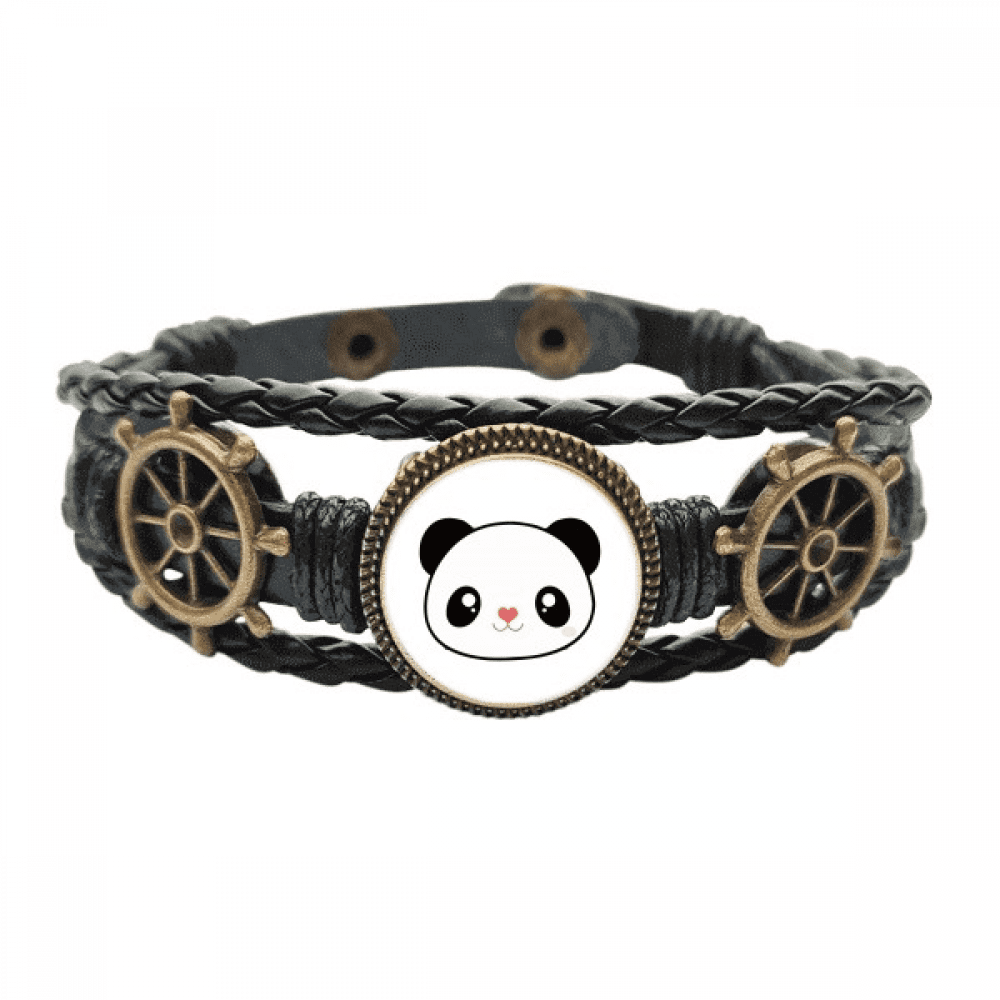 Lovely Cartoon Lovely Panda Cub Leather Braided Ocean Bracelet ...