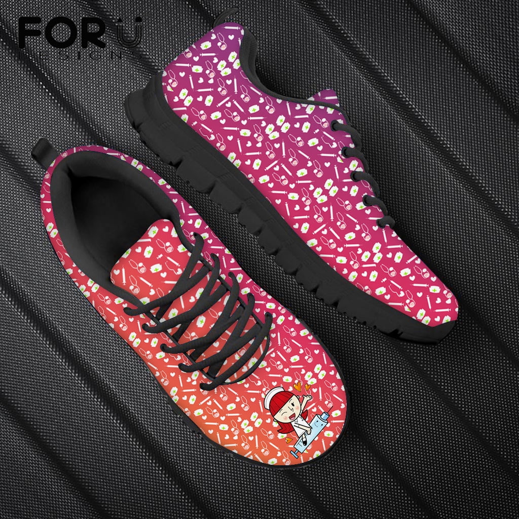 Lovely Cartoon Nures Caring Pattern Women Flats Shoes Breathable Air ...