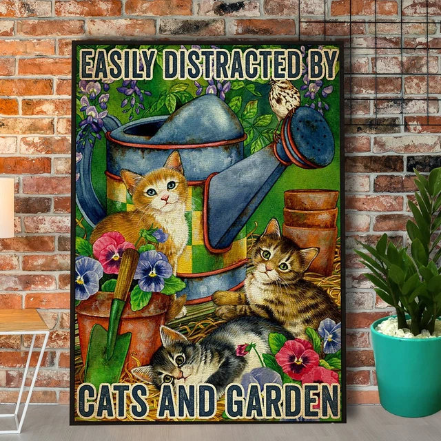 Lovely Cat Gardening Easily Distracted By Cats And Garden Paper Poster ...