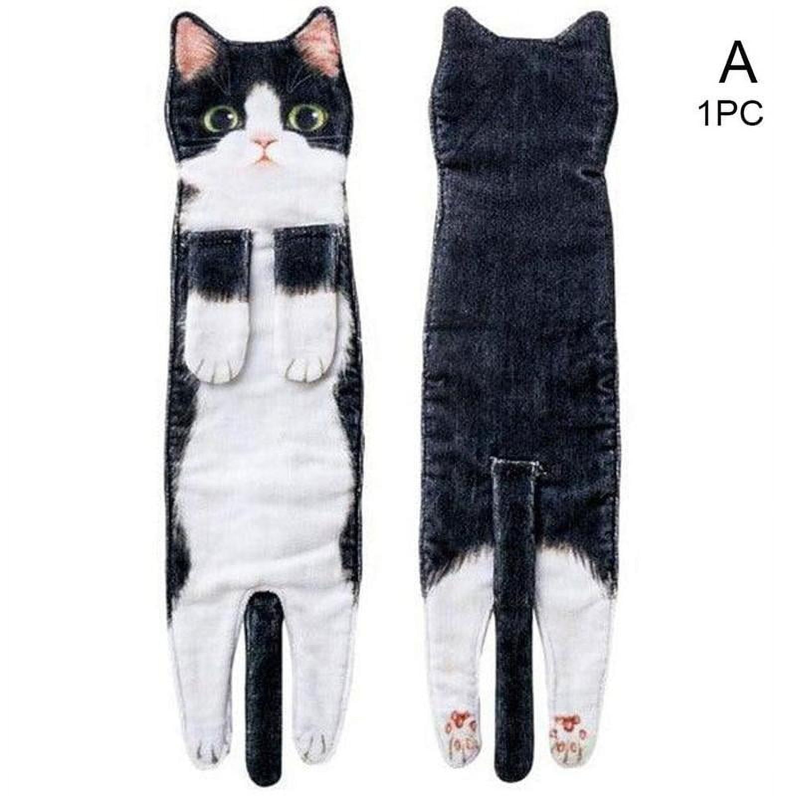 Lovely Cat Hand Towels Long Cat Shape Wipe Handkerchiefs Towel Bath ...