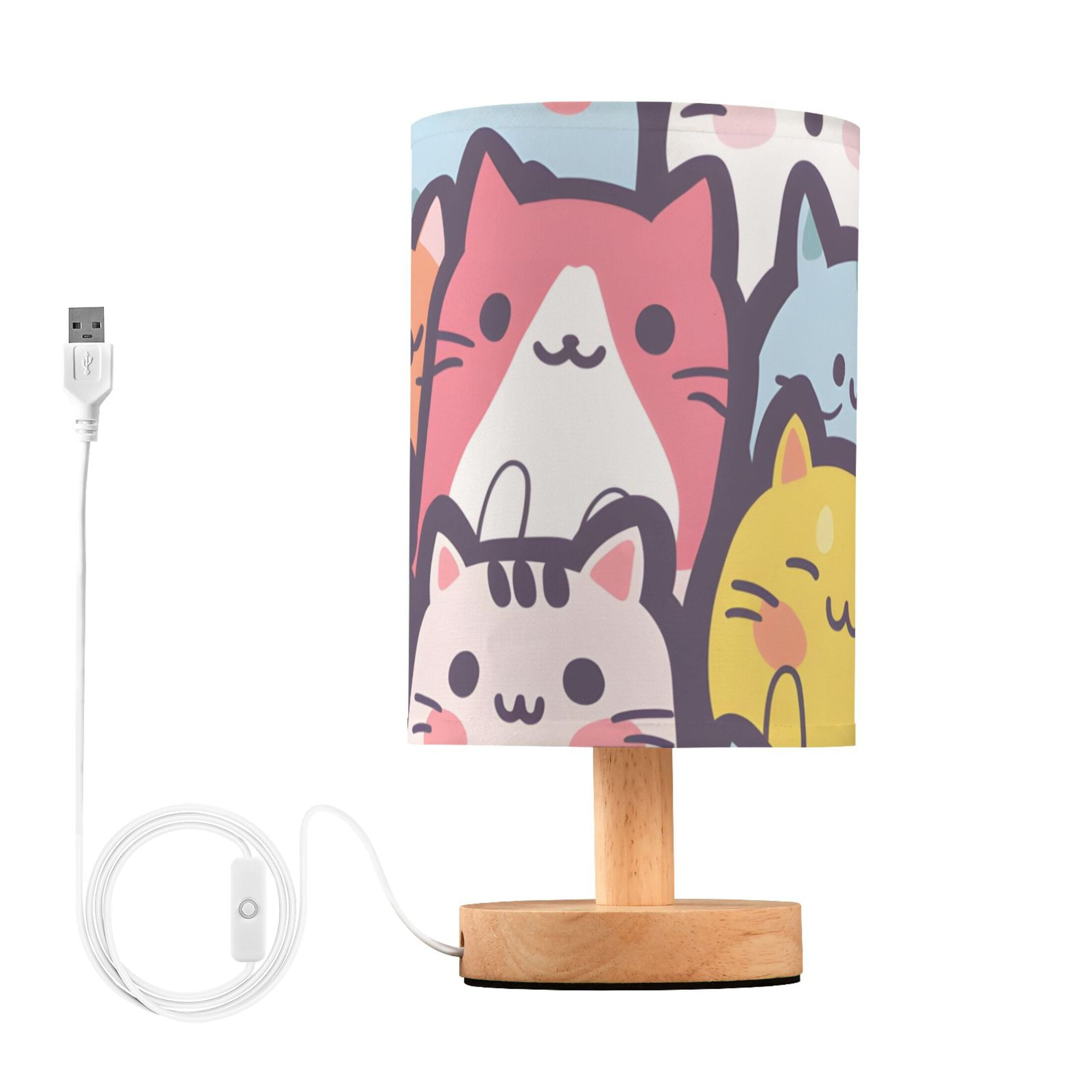Lovely Cats Table Lamp USB Bedside Desk Nightstand Lamp Printed Gifts ...