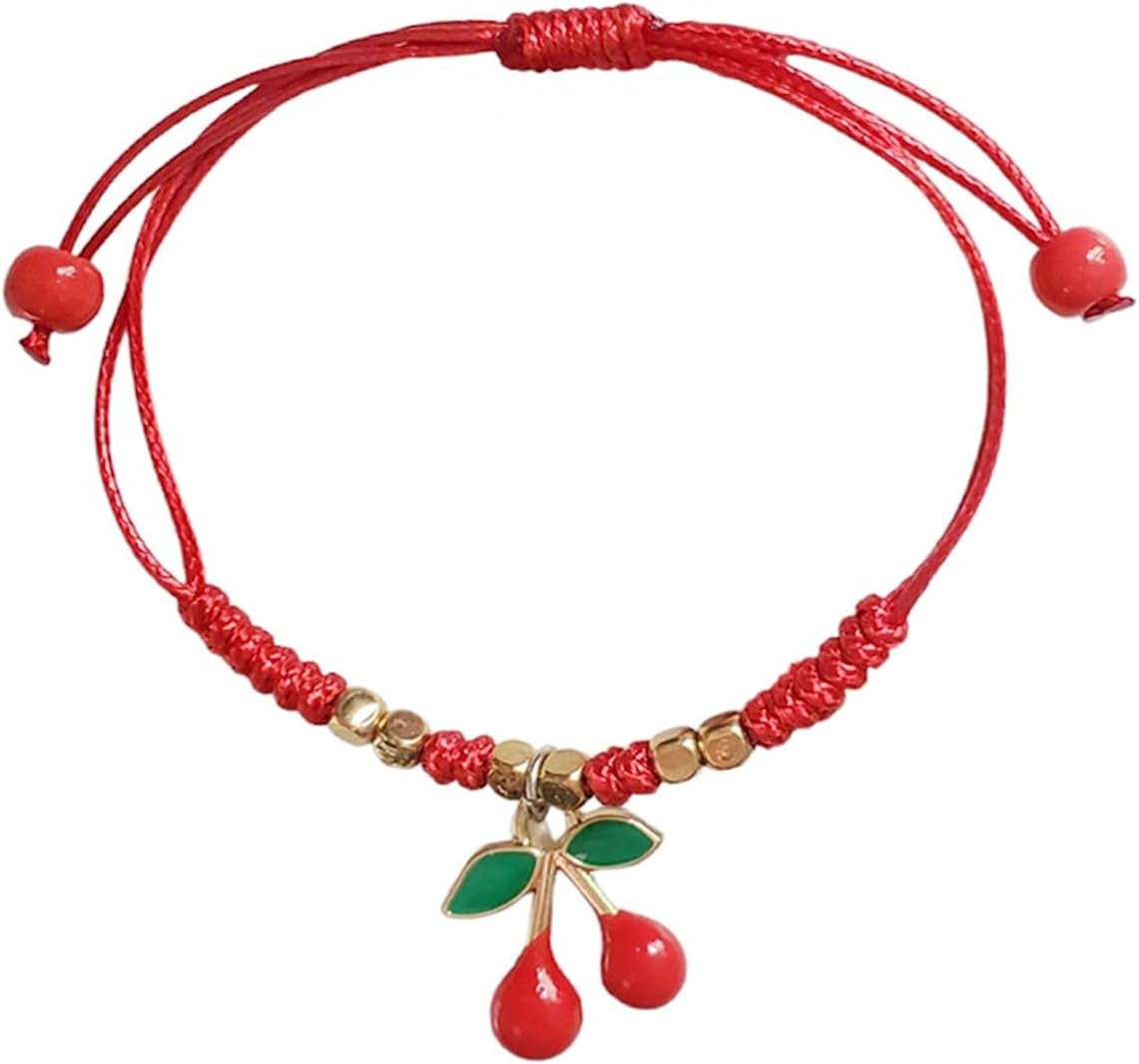 Lovely Cherry and Strawberry Strand Bracelet Set - Sweet Red Fruit ...