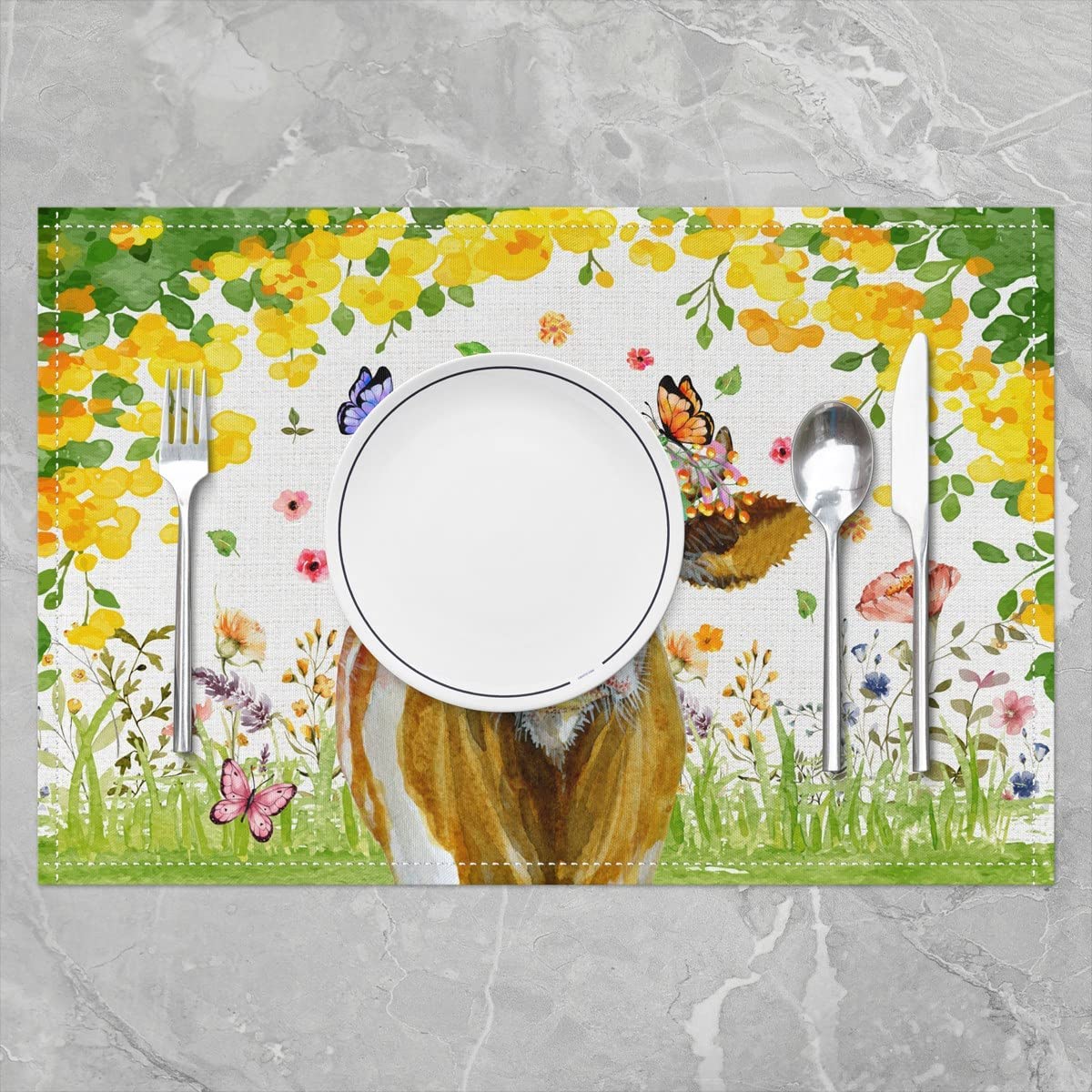 Lovely Cow Placemats Set Of 4 Yellow And White Farm Animal Table Mats ...