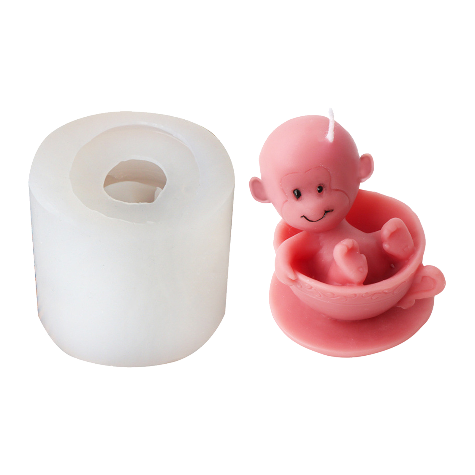 Lovely /Cup Monkey Candle Mold Gypsum Molds Handcrafted Plaster ...