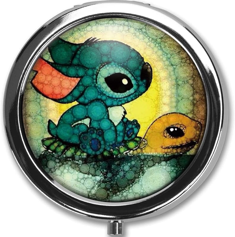 Lovely Custom Round Silver Pill Box Pocket 2.1 inches Medicine Tablet ...