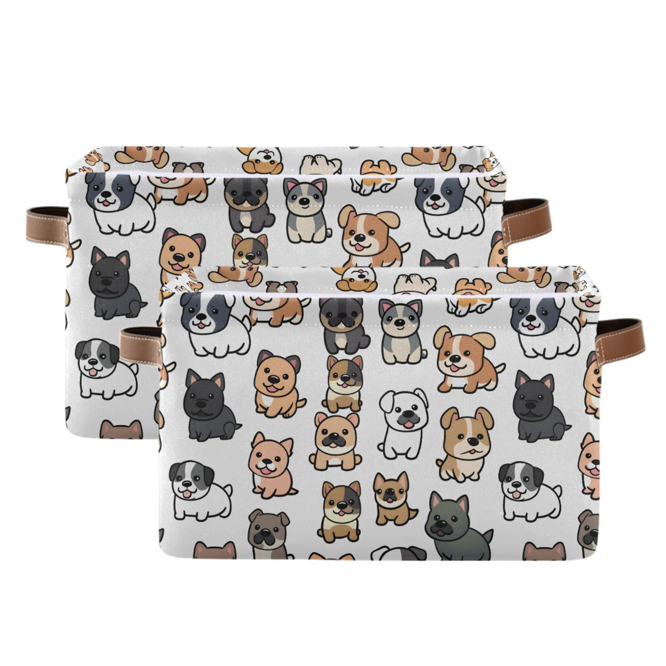 Lovely Cute Dogs Storage Bins with Handle Fabric Organizer Basket ...