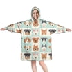 Cute Pug Puppies Wearable Oversized Blanket,Wearable Blanket Hoodie for ...
