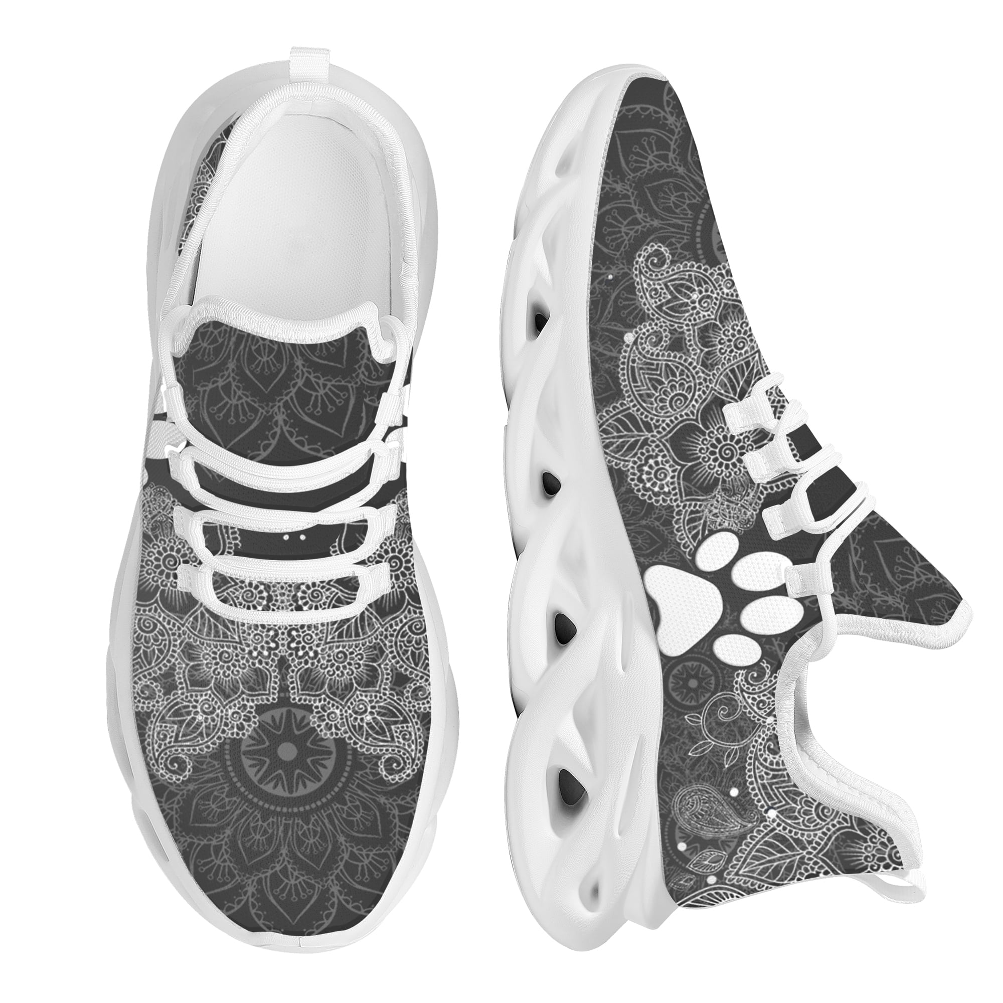 Lovely Dog Footprint Pattern Mesh Sneakers for Women Gradient Color ...