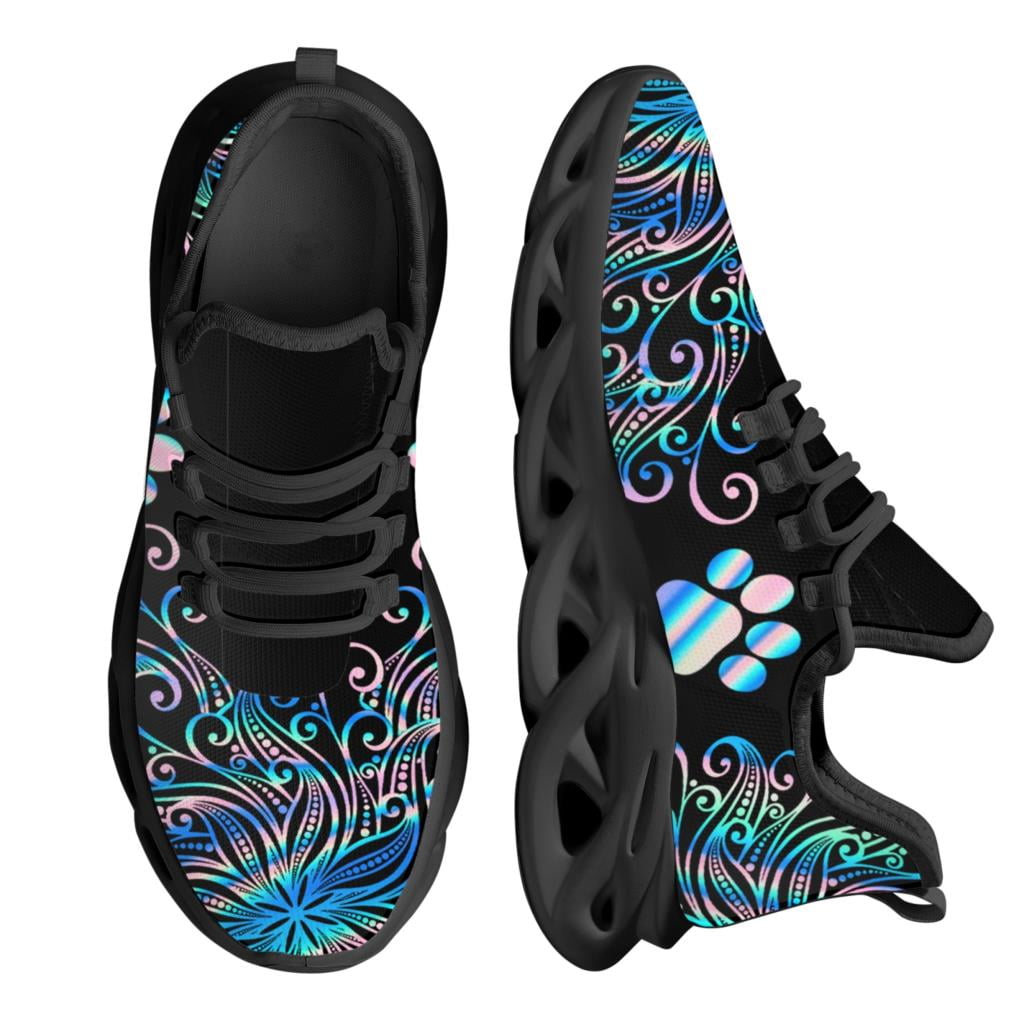 Lovely Dog Footprint Pattern Mesh Sneakers for Women Gradient Color ...
