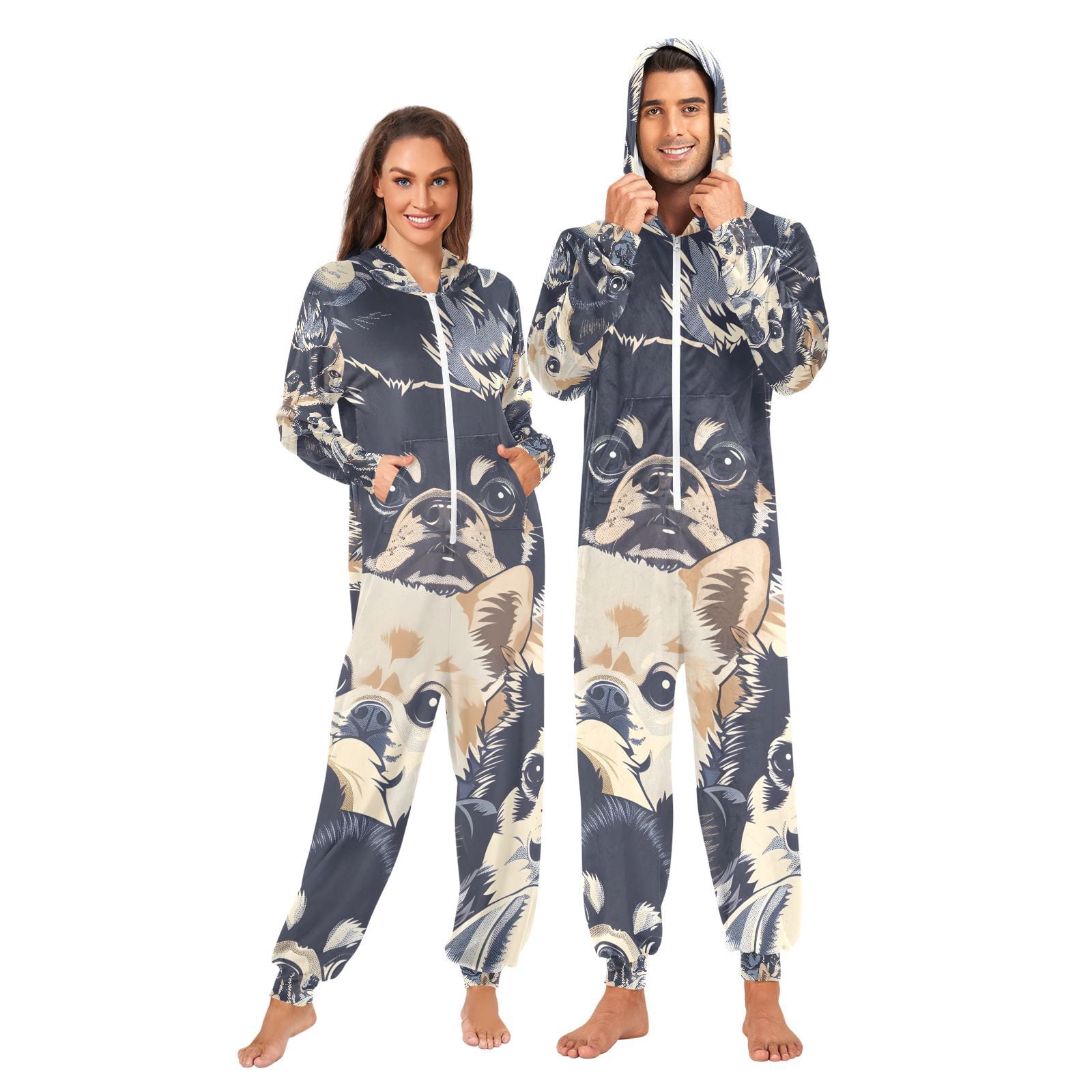 Lovely Dogs Adult Onesie Pajamas Slim Fit Christmas One Piece Suit Pjs ...
