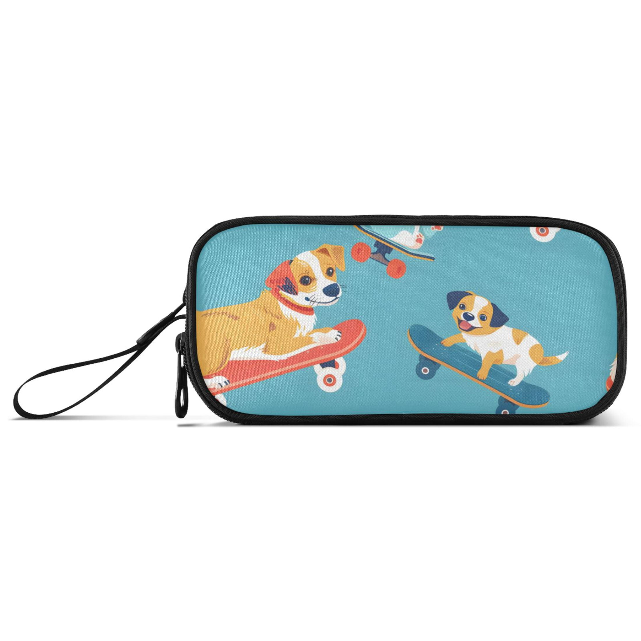 Lovely Dogs Riding Skateboards Pencil Case Stationary Holder Pen Bag ...