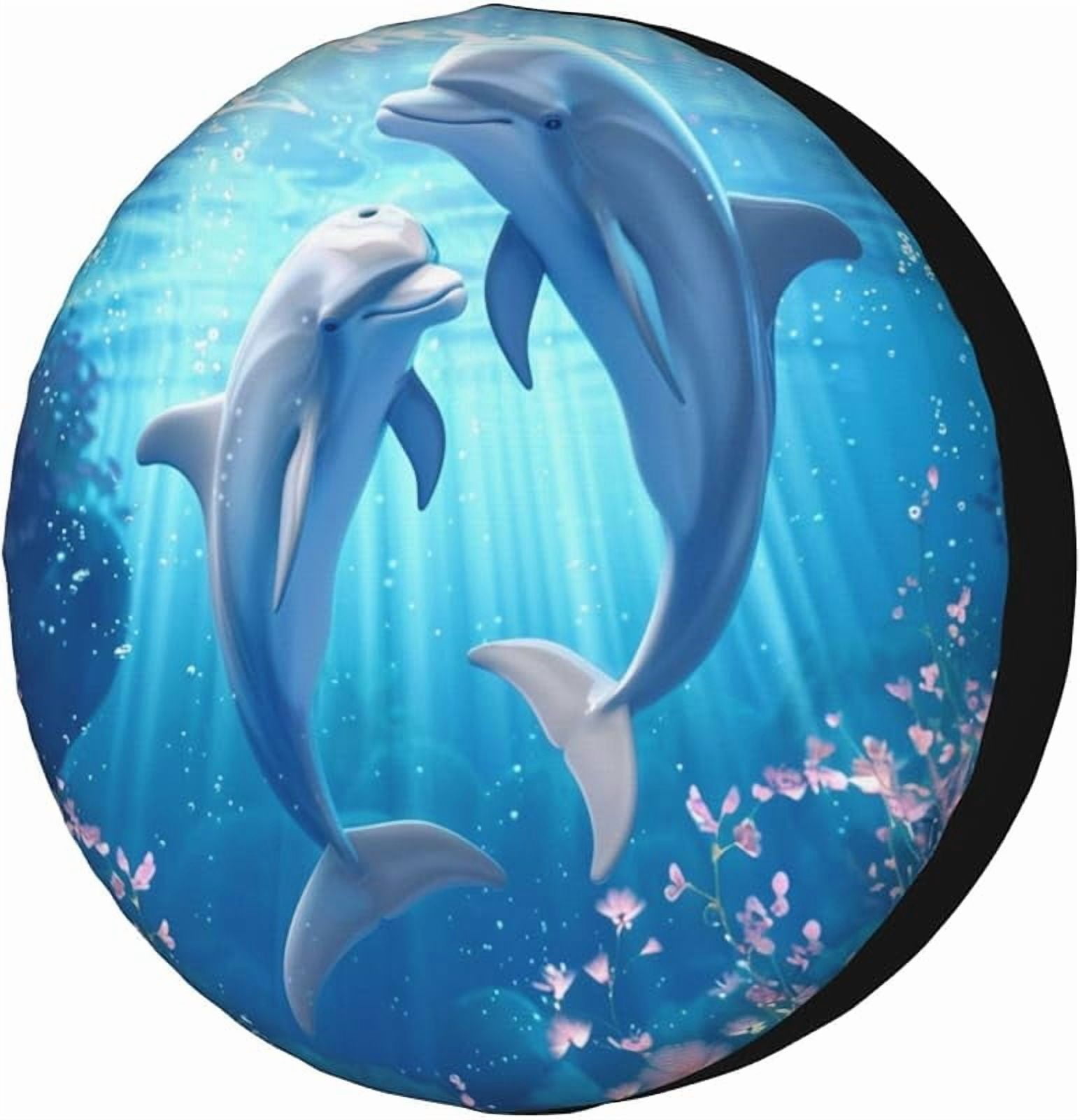 Lovely Dolphin Playing Spare Tire Cover Dust-Proof Wheel Tire Cover Fit ...