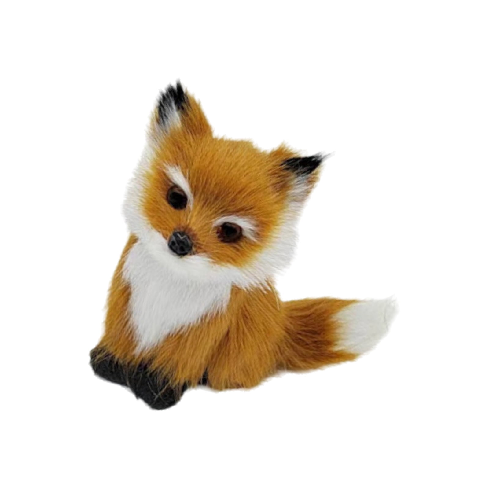 Lovely Faux Furs Foxes Figurine For Car Interior Desk Display Realistic ...