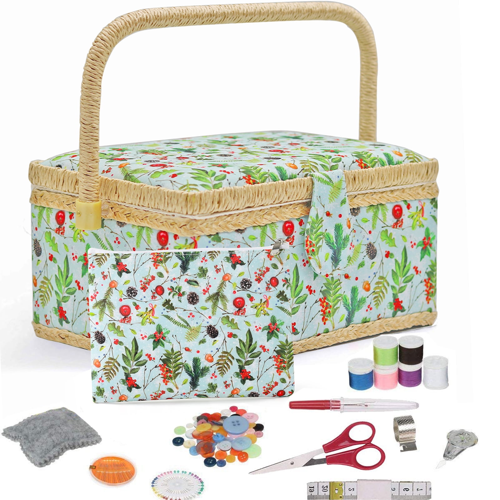 Lovely Festive Sewing Box with Accessories, Enough Roomy Sewing Basket ...