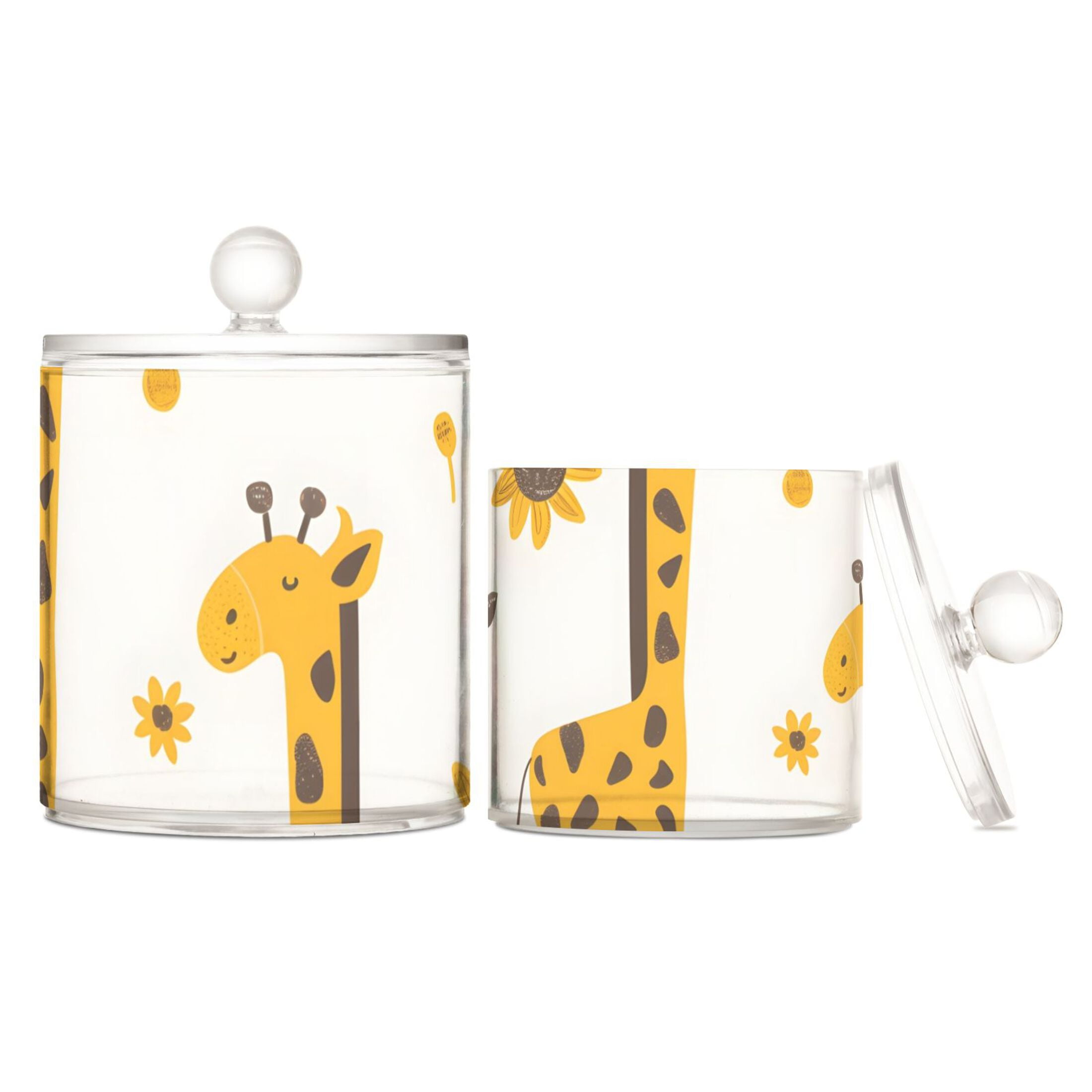 Lovely Giraffes Sunflowers Leaves Translucent Plastic Cans Storage ...