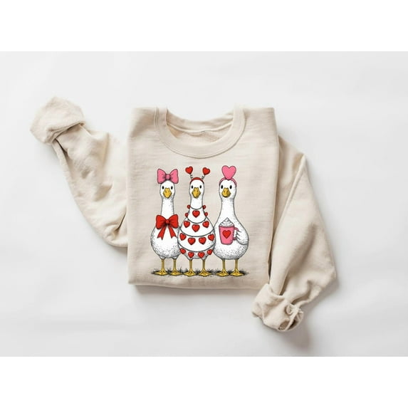 Lovely Goose Valentine Sweatshirt, Funny Goose Graphic Crewneck, Cute ...