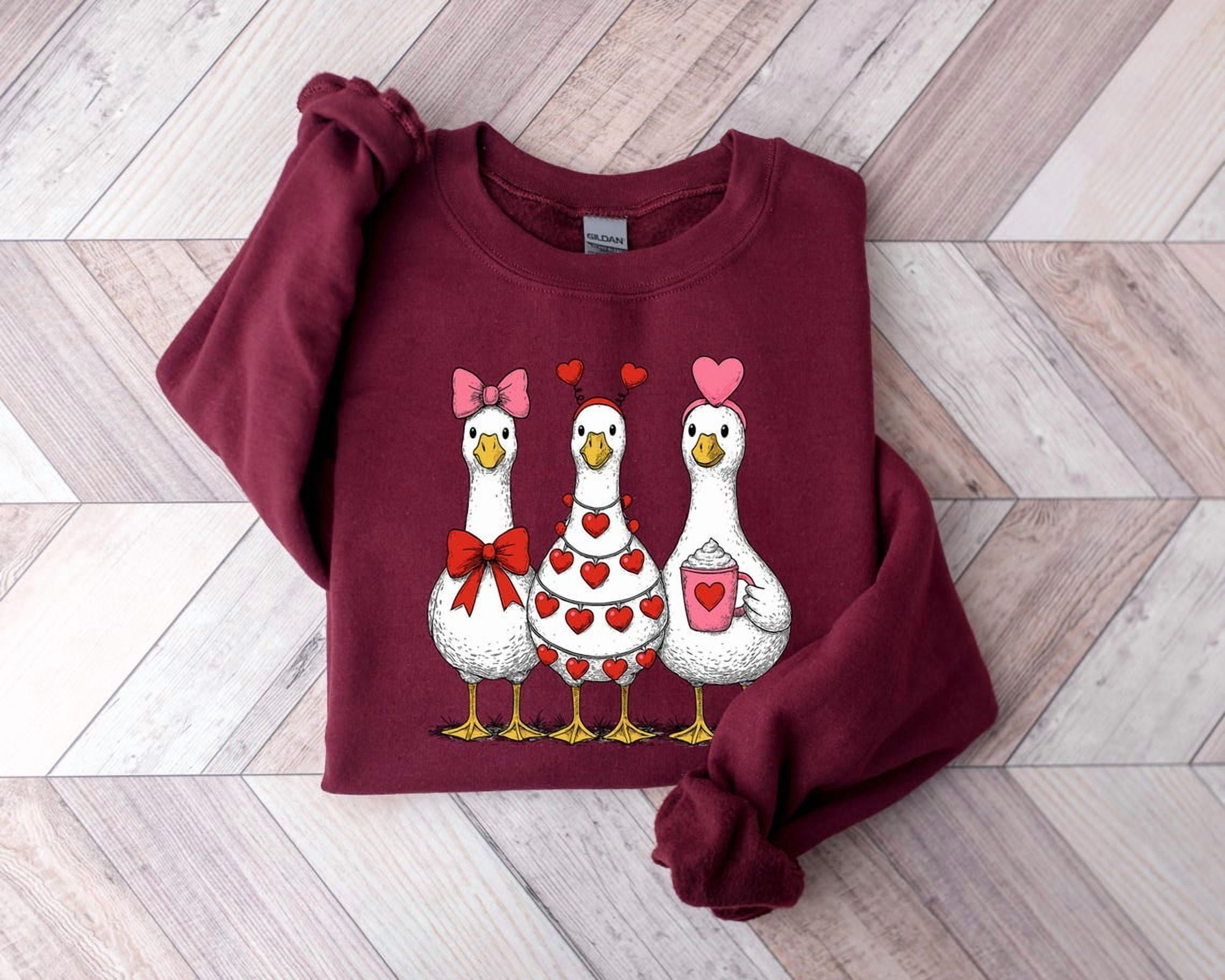 Lovely Goose Valentine Sweatshirt, Funny Goose Love Graphic, Cute ...