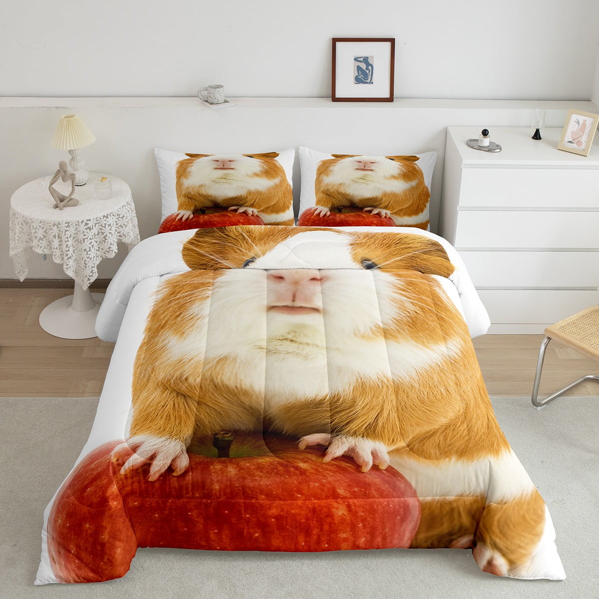 Lovely Guinea Pig Bedding Set King for Kids Boys Girls Red Apple ...
