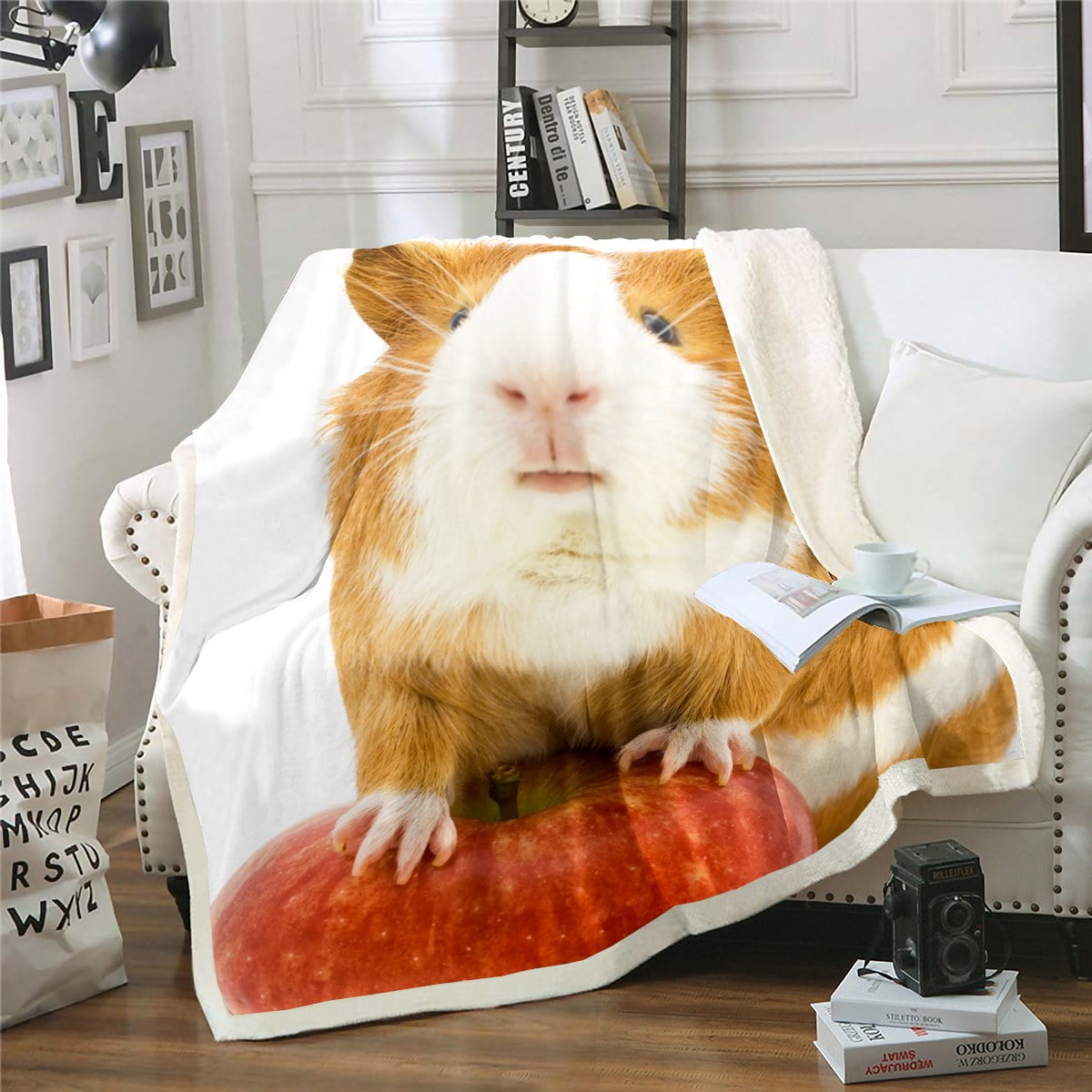 Lovely Guinea Pig Blanket for Kids Boys Girls Red Apple Throw Blanket ...