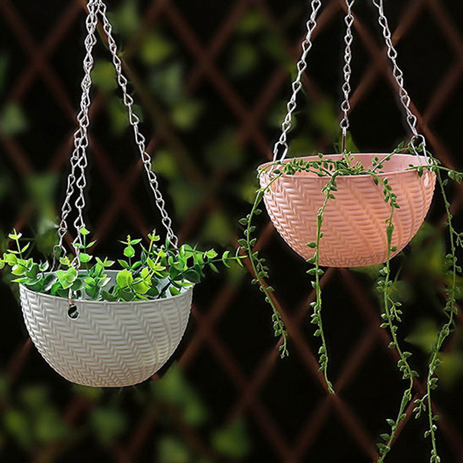 Lovely Hanging Planters with Beautiful Rustic Imitation Rattan Weaving ...