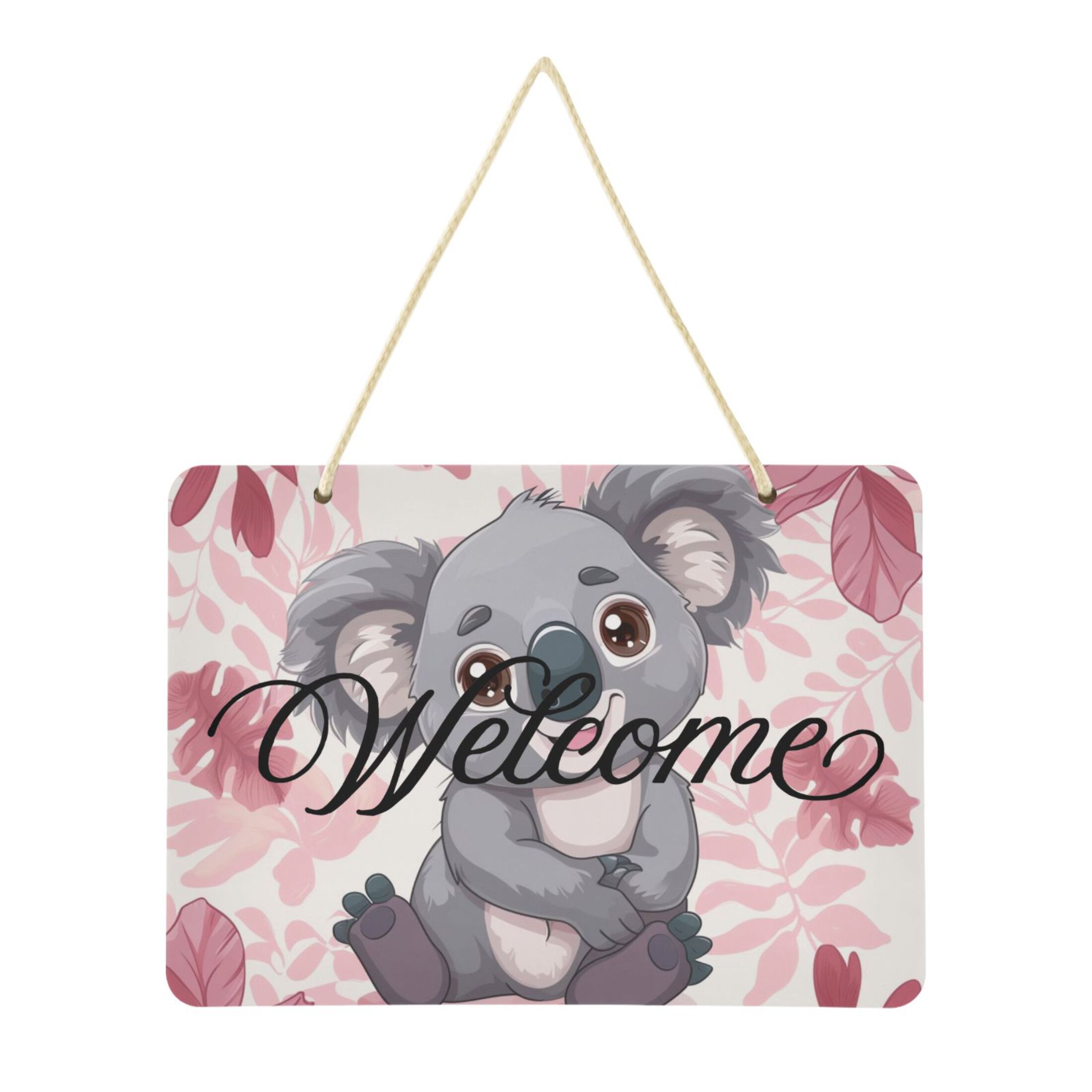 Lovely Koala and Leaf Welcome Sign Front Door PVC 14x10 inch Hanger ...