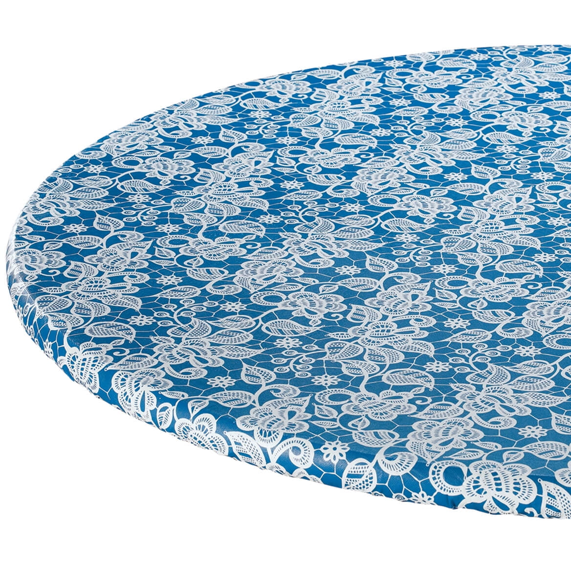 Lovely Lace Elasticized Table Cover, Blue, 40" - 44" dia. Round ...