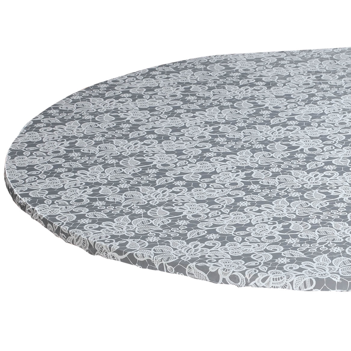 Lovely Lace Elasticized Table Cover, Gray, 42" x 68" Oval/Oblong ...