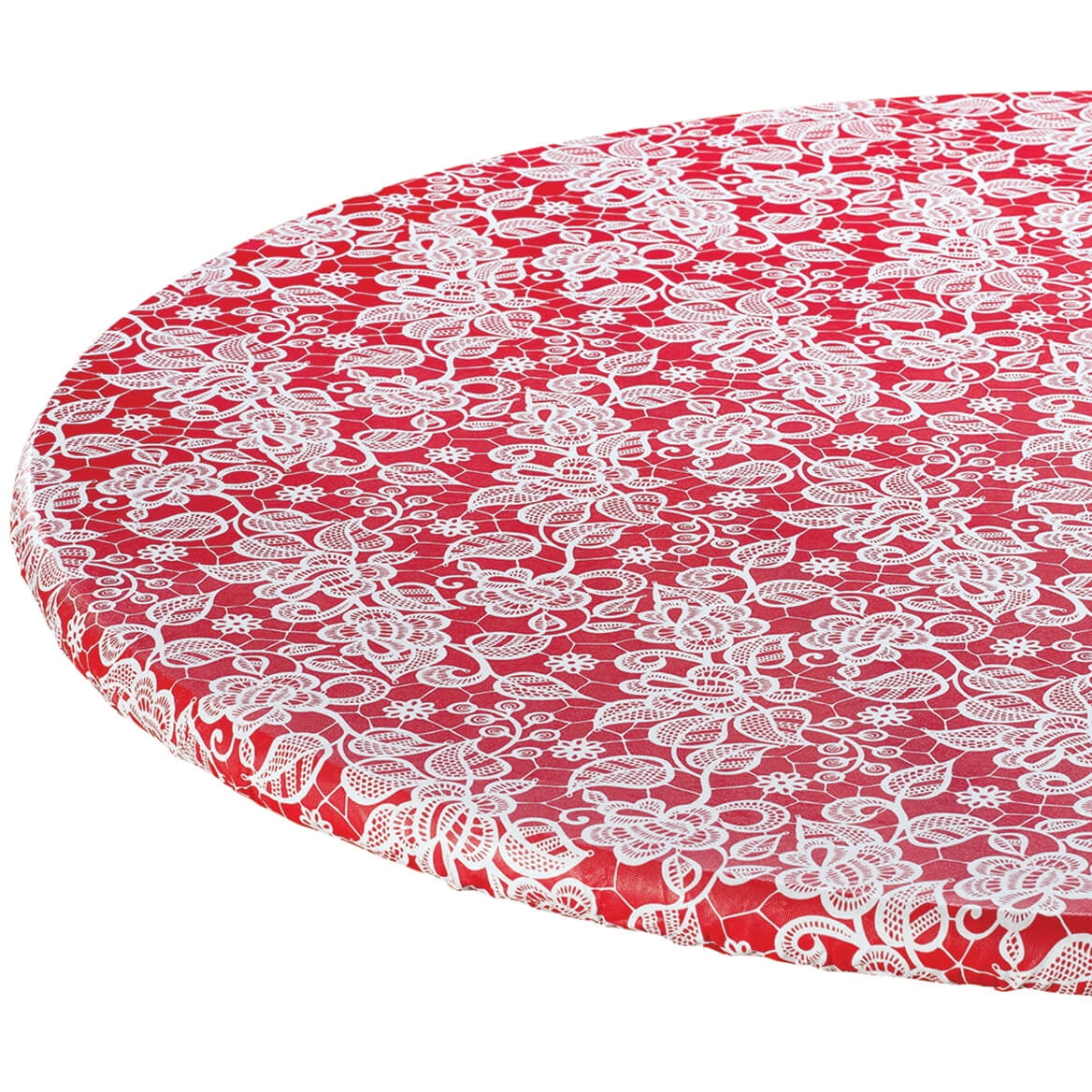 Lovely Lace Elasticized Table Cover, Red, 40" - 44" dia. Round ...