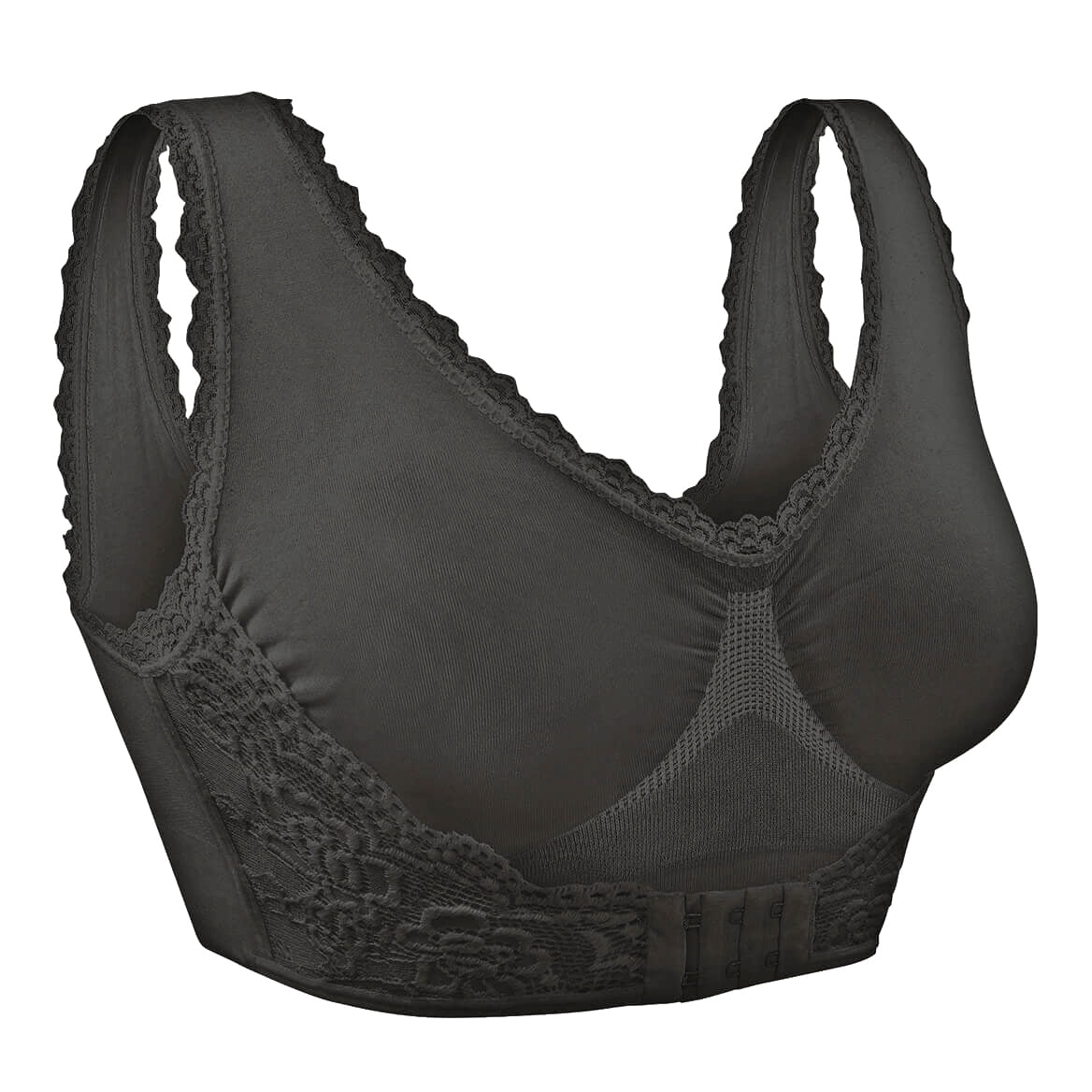 Lovely Lace Front Hook Bra, Size Large Black - Walmart.com