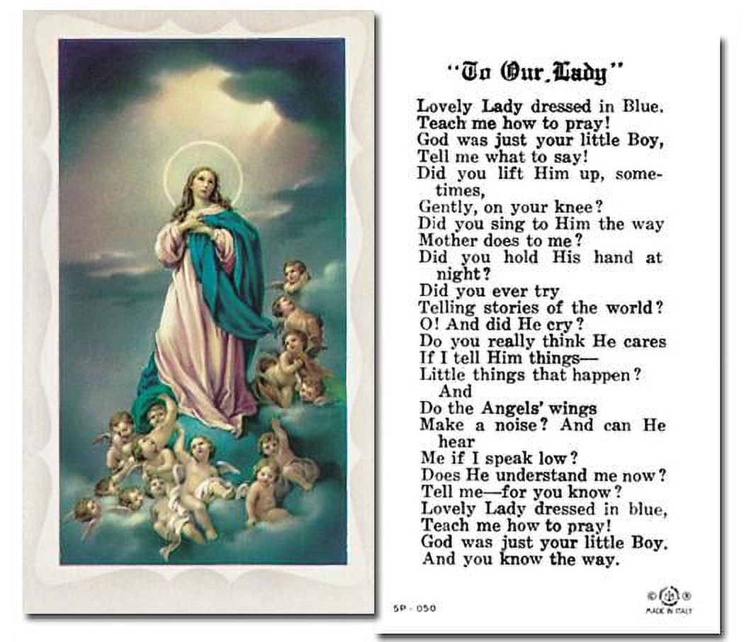 Lovely Lady Dressed in Blue Catholic Prayer Holy Card with Prayer on ...