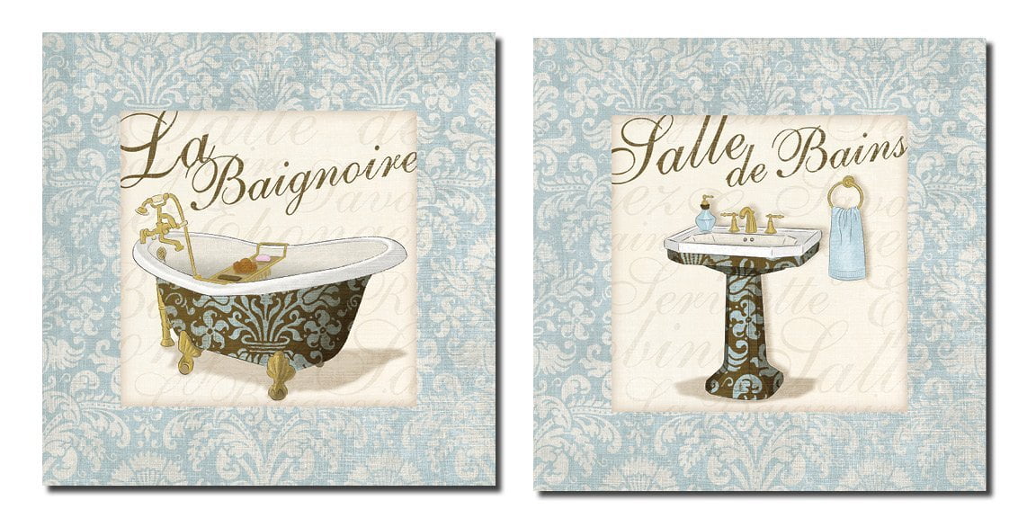 Lovely Light Blue French Salle De Bains and La Baignore Sign; Bathroom ...