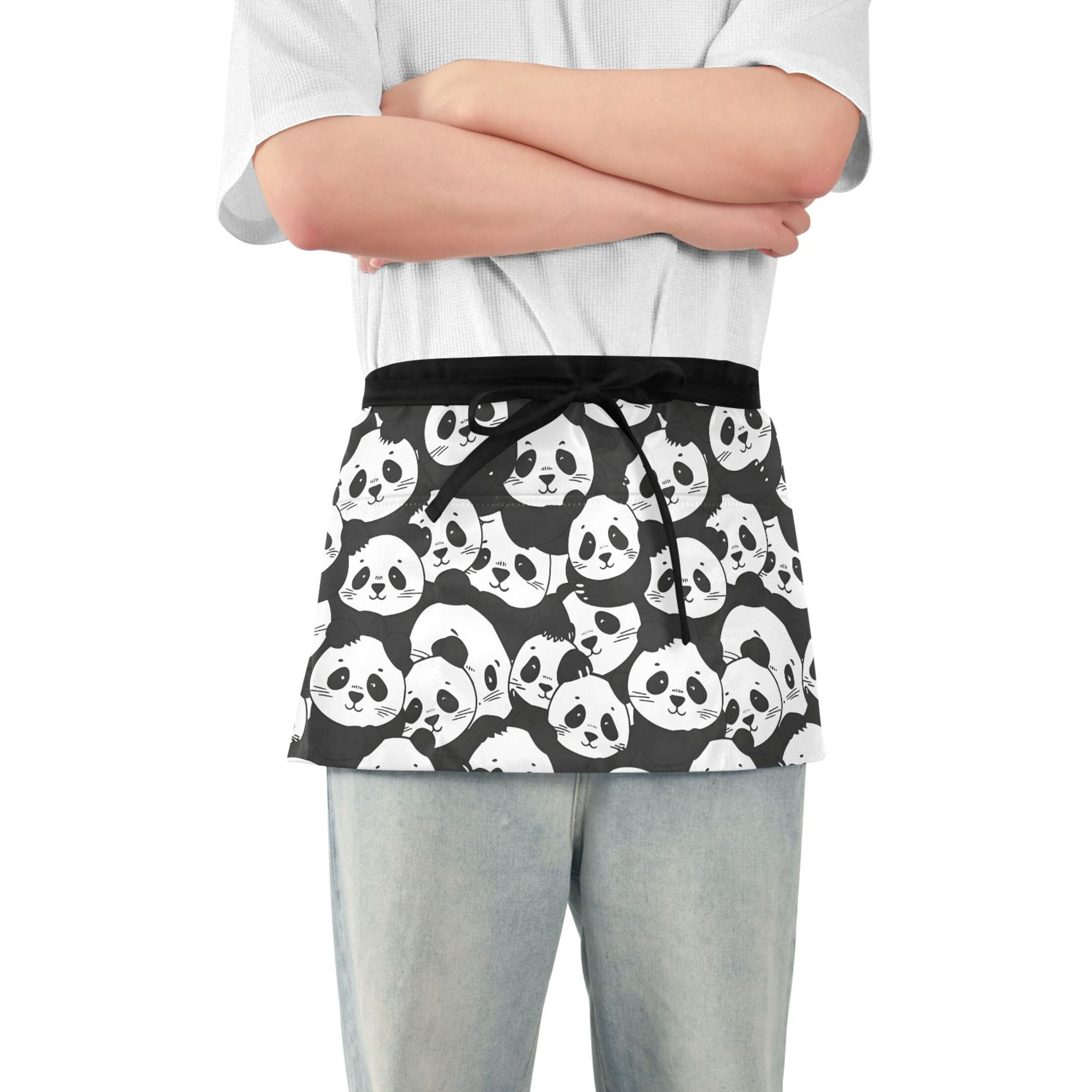 Lovely Little Panda Face Server Apron with 3 Pockets Waterproof ...