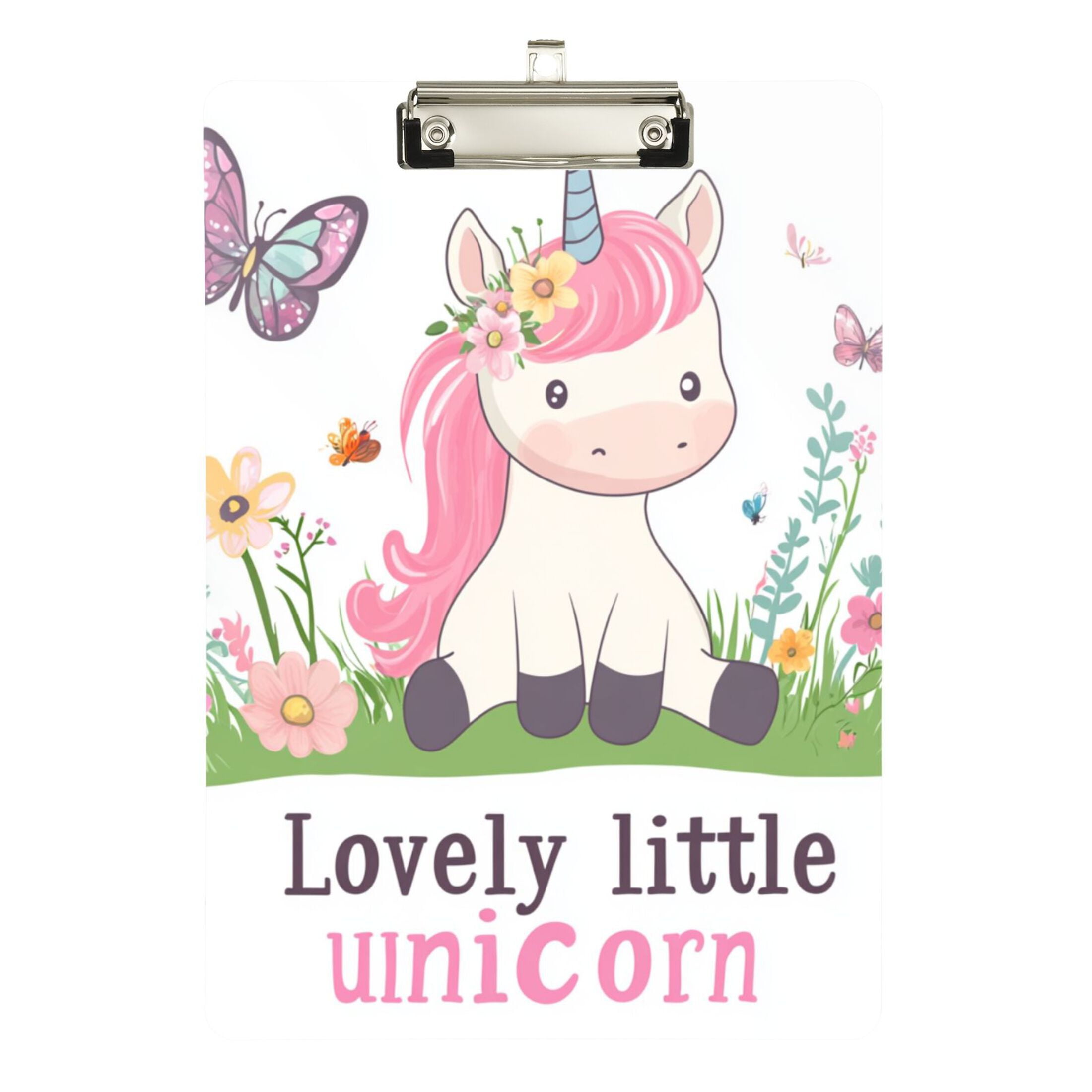 Lovely Little Unicorns in Flowers Acrylic Clipboard Drawing Board ...