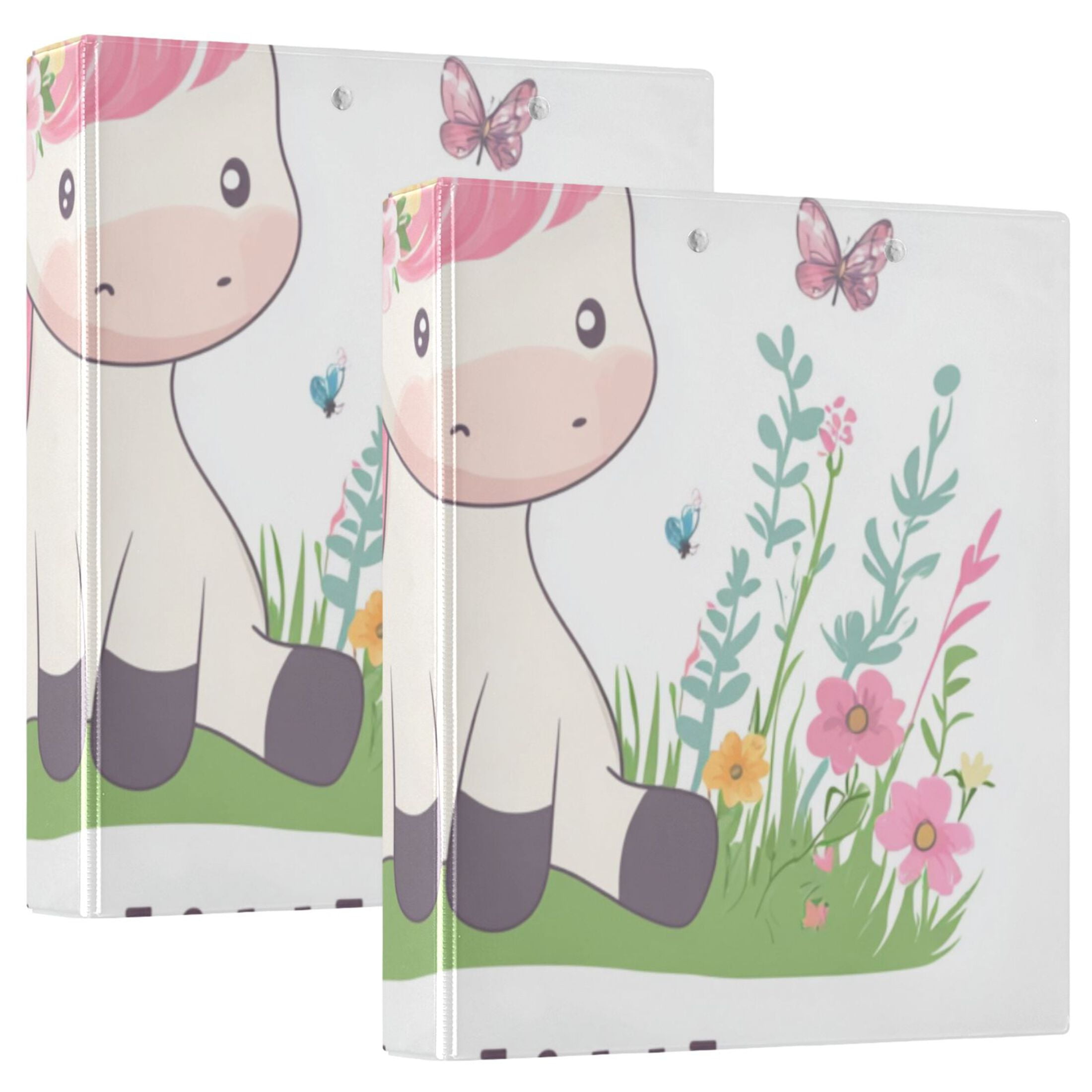 Lovely Little Unicorns in Flowers Round Ring Binder 3 Rings 1.5 ...